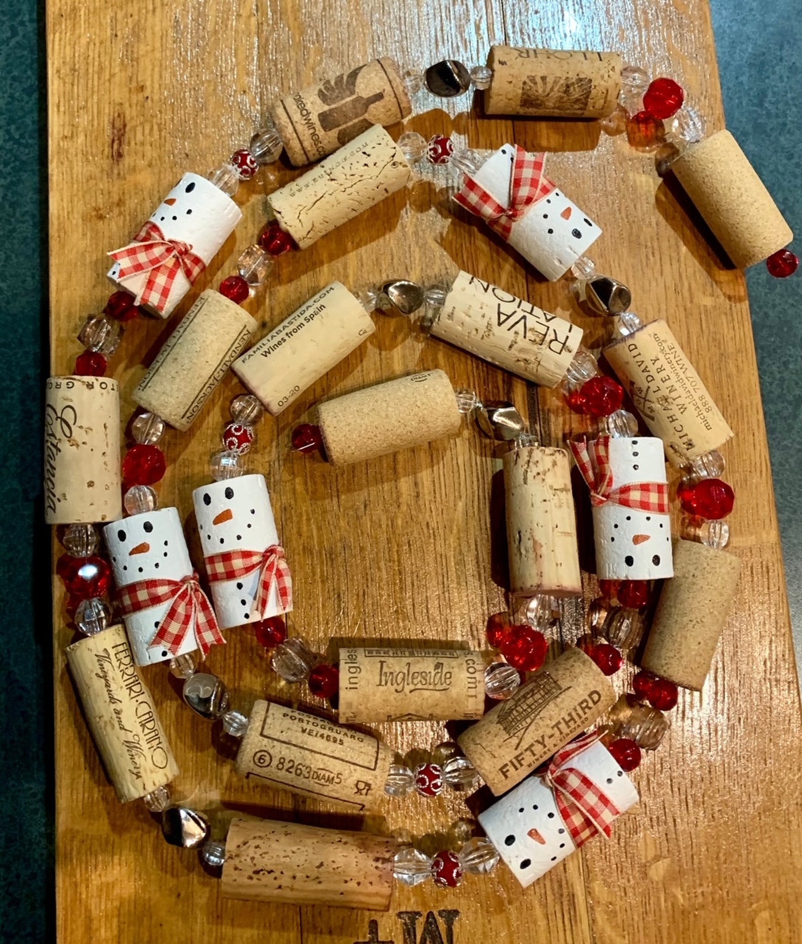 Snowman Garland Made From Cork - Etsy