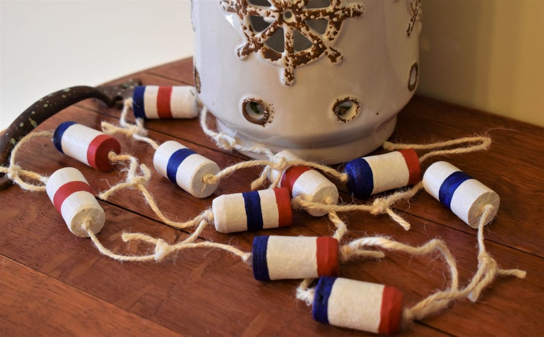 Nautical Cork Buoy Garland-red, White & Blue - Etsy