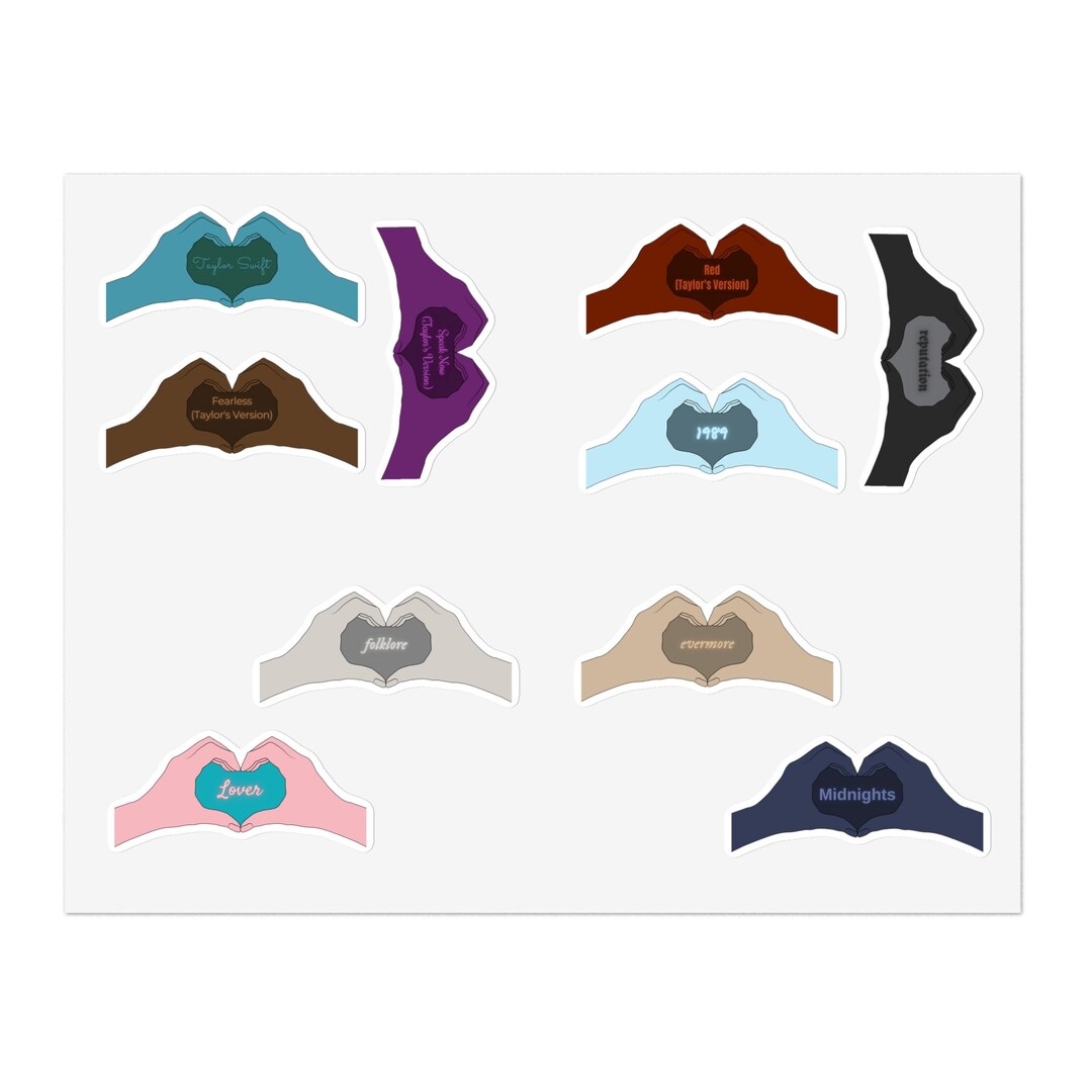 Taylor Swift Hand Heart Album Sticker Sheet - Etsy