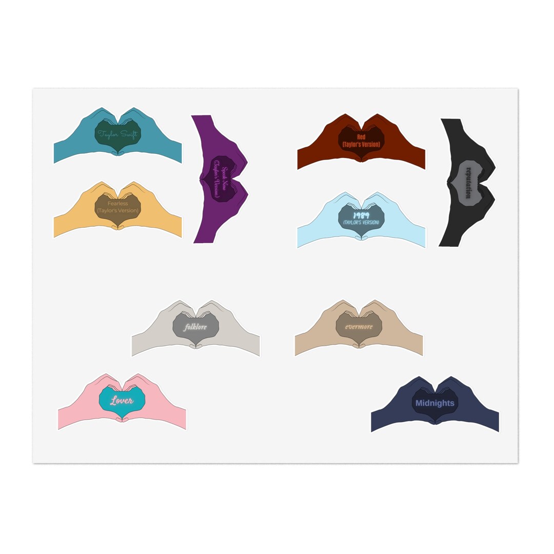 Taylor Swift Hand Heart Album Sticker Sheet - Etsy
