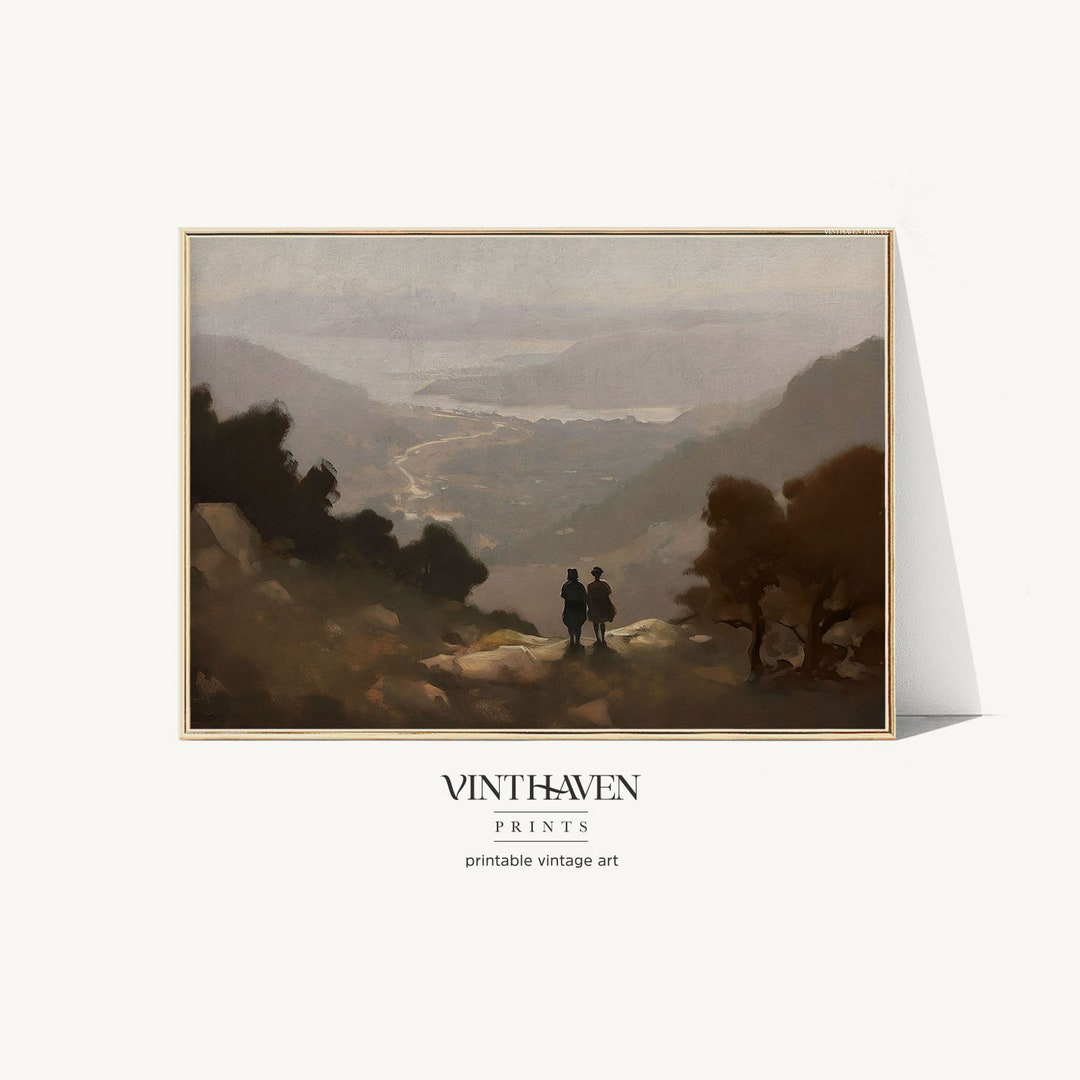 Rustic Hazy Fall Landscape Overlook Wall Art | Oil Painting | PRINTABLE ...
