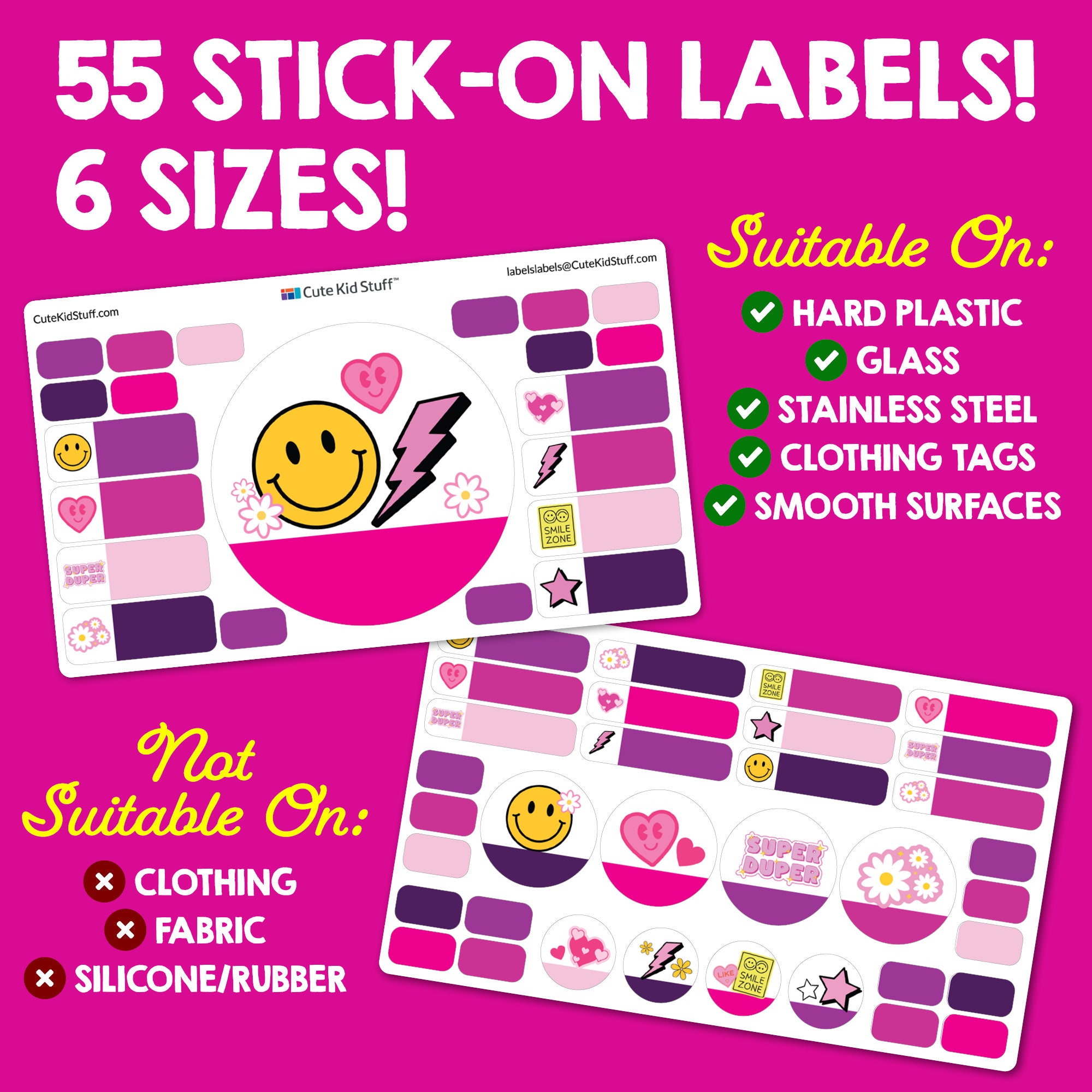 Preppy Aesthetic Waterproof Labels Custom Labels Kid Name Labels ...