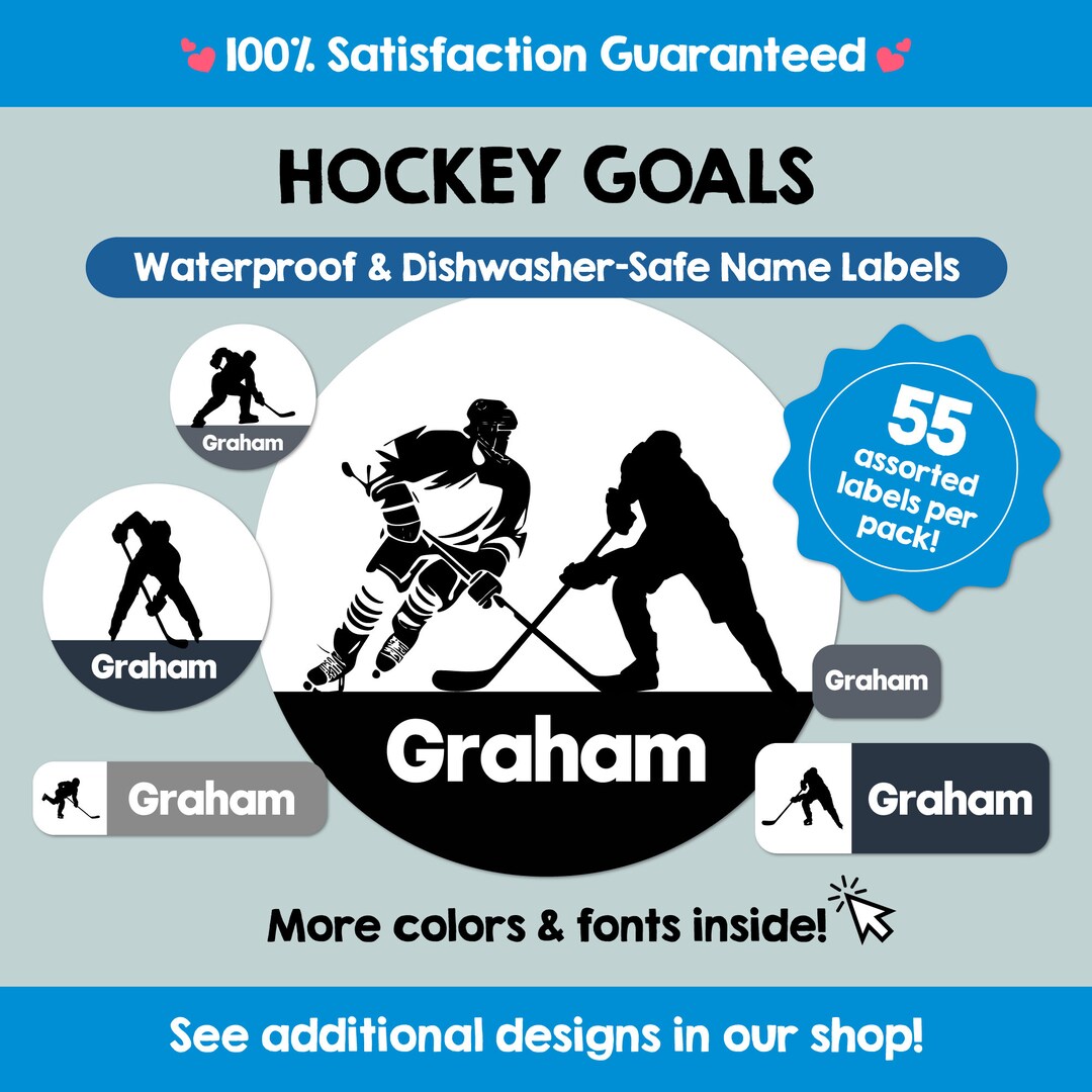 Male Hockey Waterproof Labels Custom Labels Kid Name Labels Dishwasher ...