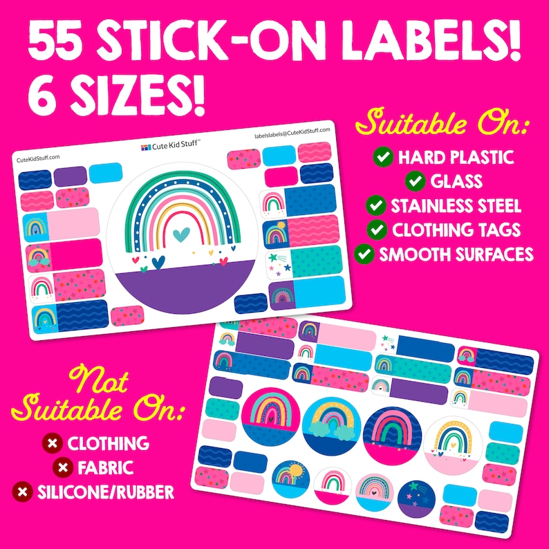 Rainbow Bento Box Label School Supplies Lunch Labels Waterproof ...