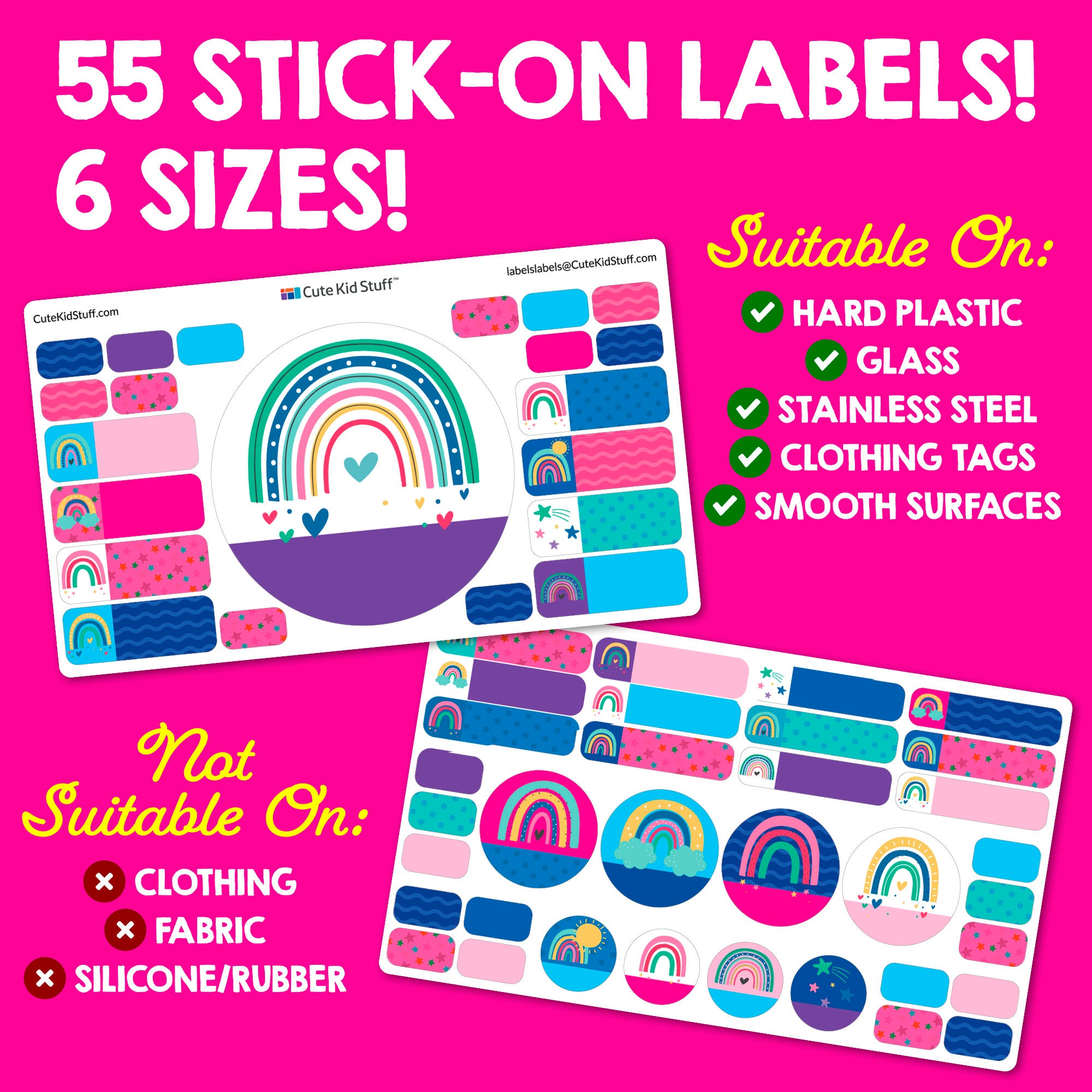 Rainbow Bento Box Label School Supplies Lunch Labels Waterproof ...