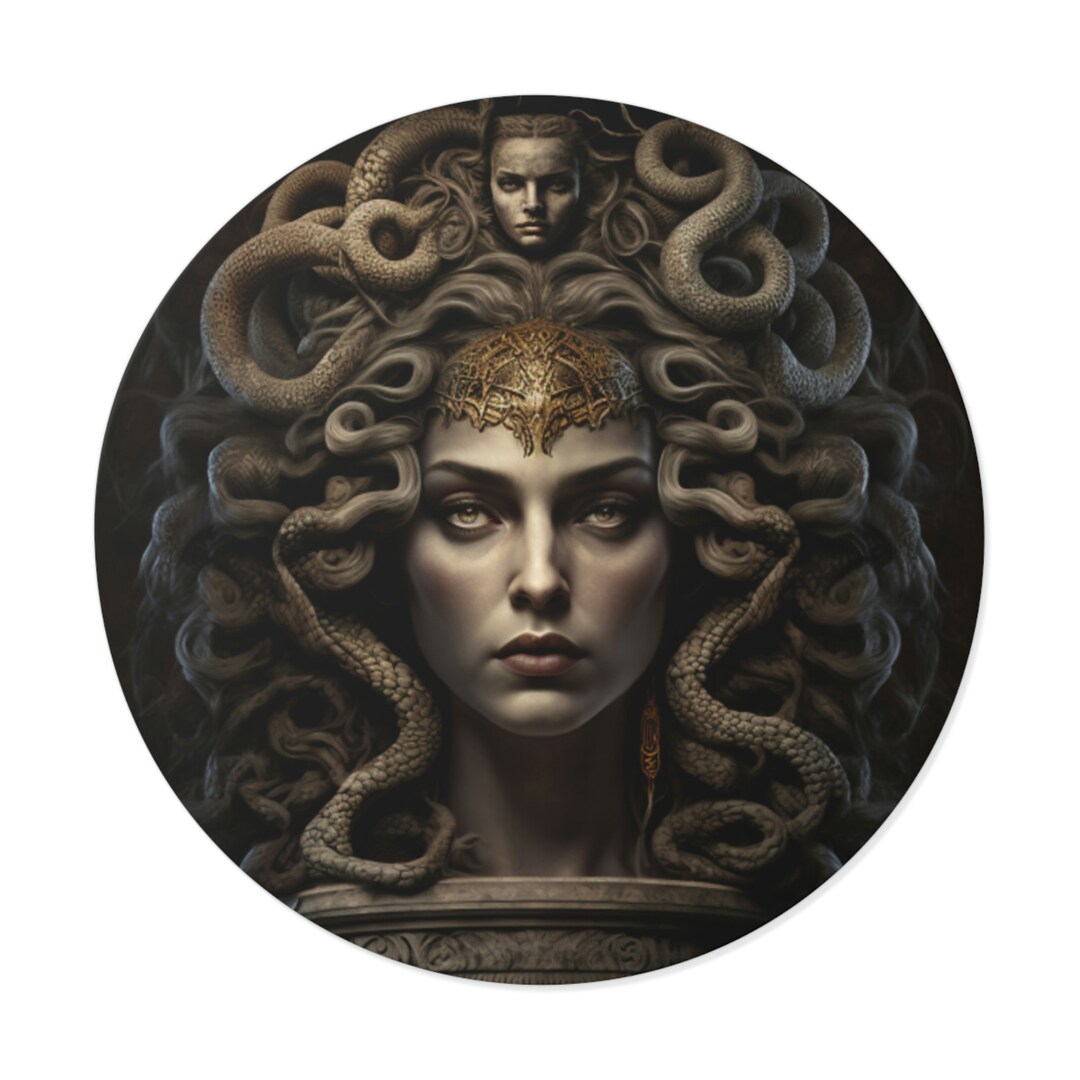 Medusa the Gorgon Mythology Snakes Fantasy Stone Round - Etsy