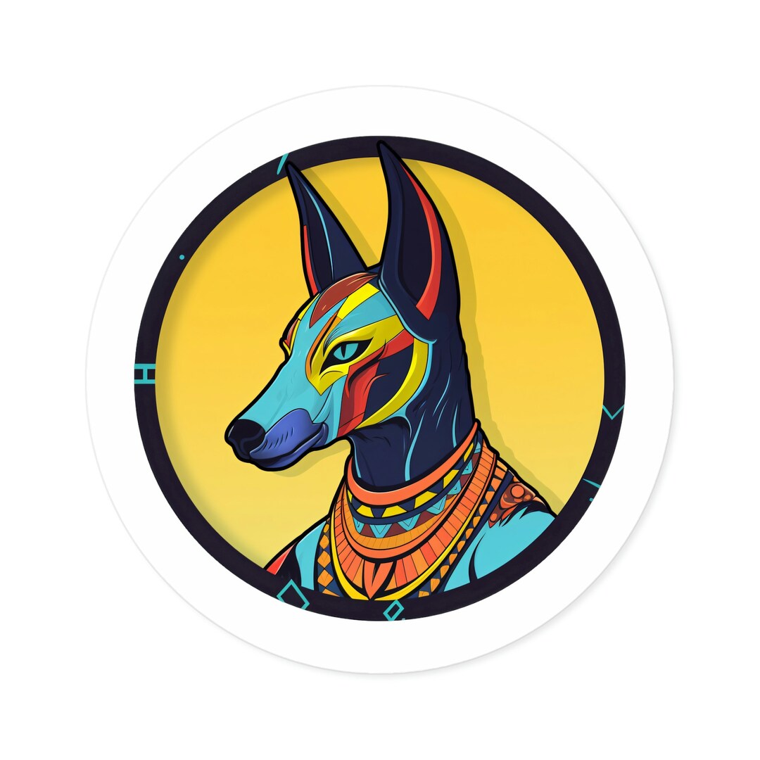Anubis, Underworld, Egyptian, Mysterious, Ancient, Pagan Round Stickers ...