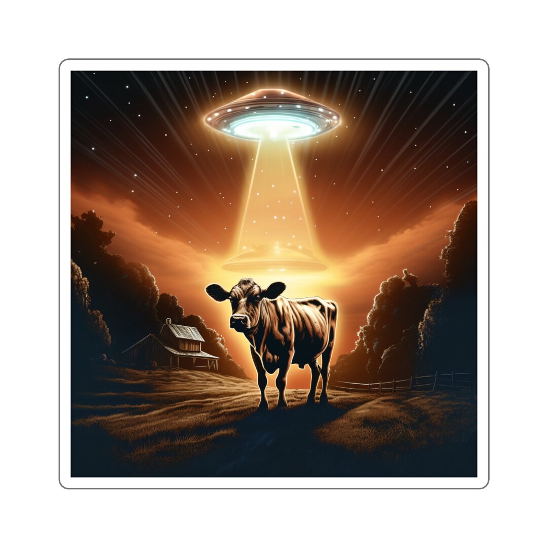 Alien Abduction, Cow, UFO, Sci Fi, Fantasy, Farm Life, Mystery, Square ...