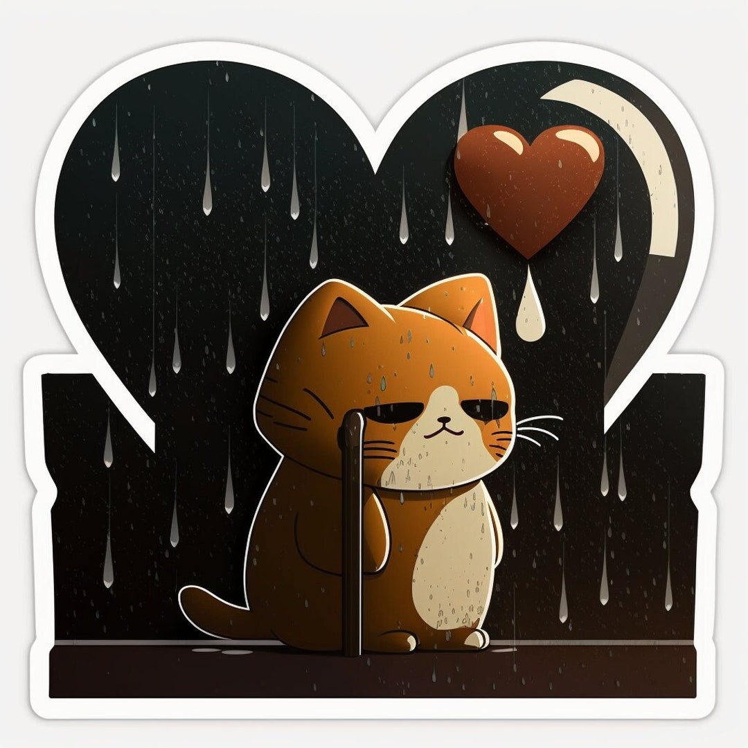 Sad Cat Sticker. - Etsy