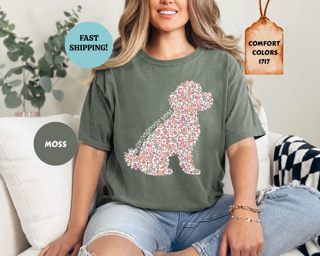 Comfort Colors® Doodle Mom Shirt, Floral Golden Doodle Shirt, Golden ...