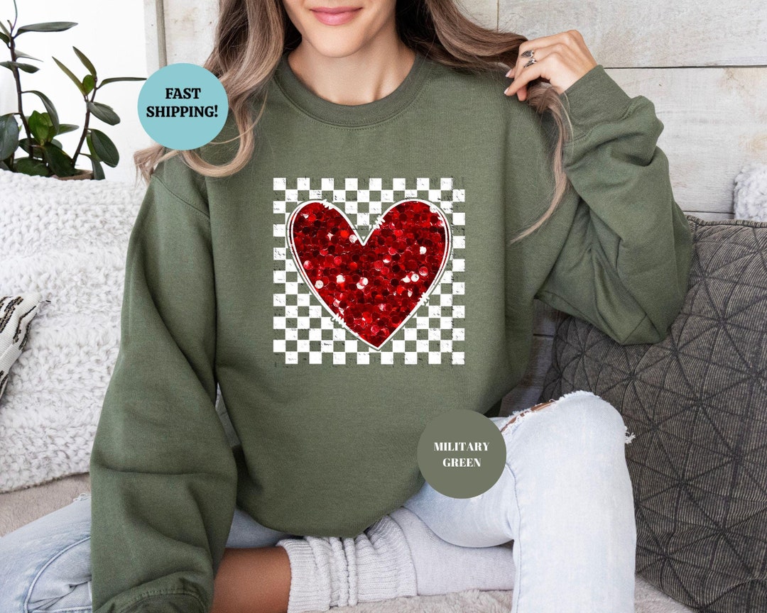 Retro Valentines Heart Sweatshirt, Cute Love Sweatshirt, Womens ...