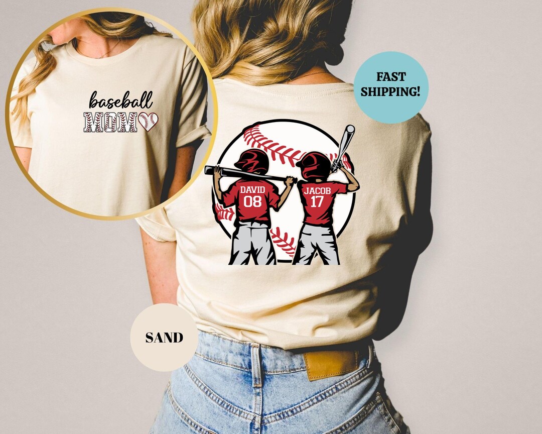 Custom Name Baseball Tee, 2 Player Baseball Mom Shirt, Custom Number ...