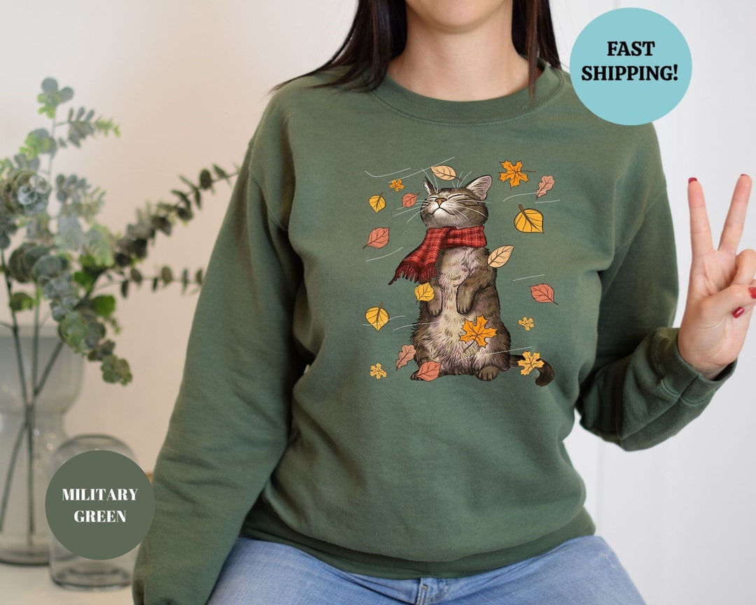 Cats Autumn Fall Sweatshirt, Funny Thanksgiving Sweatshirt, Cat Lovers ...