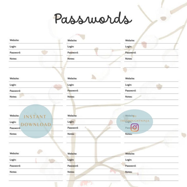 Password Printable - Etsy