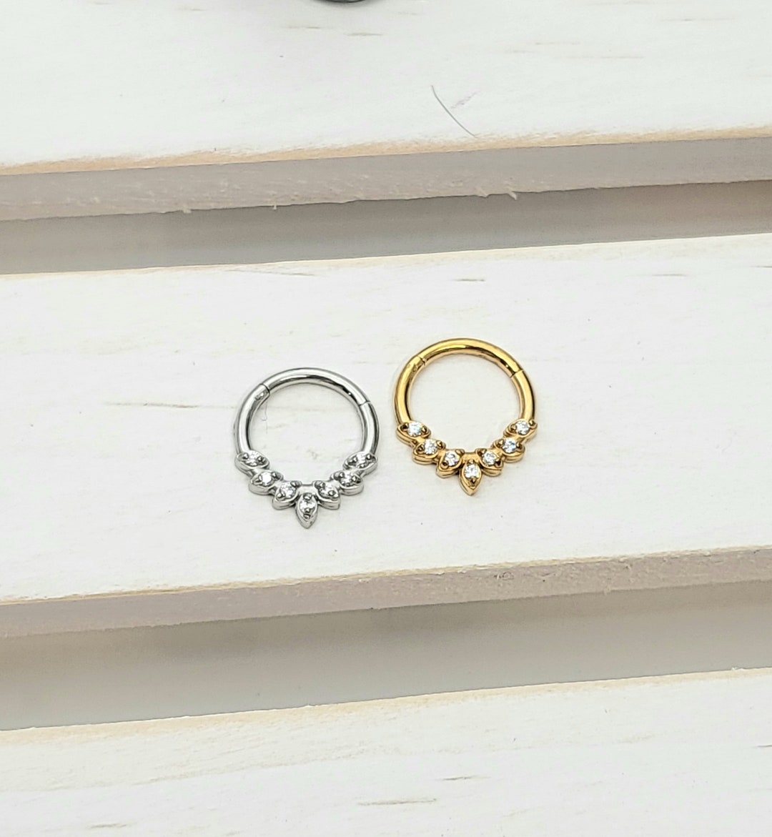 16g 8mm 10mm Surgical Seven Cz Hoop , Septum Ring, Nose Ring, Cartilage ...