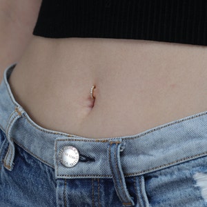 Implant Grade Titanium Hinged Hoop With Pave Square CZ 16g Belly Button ...