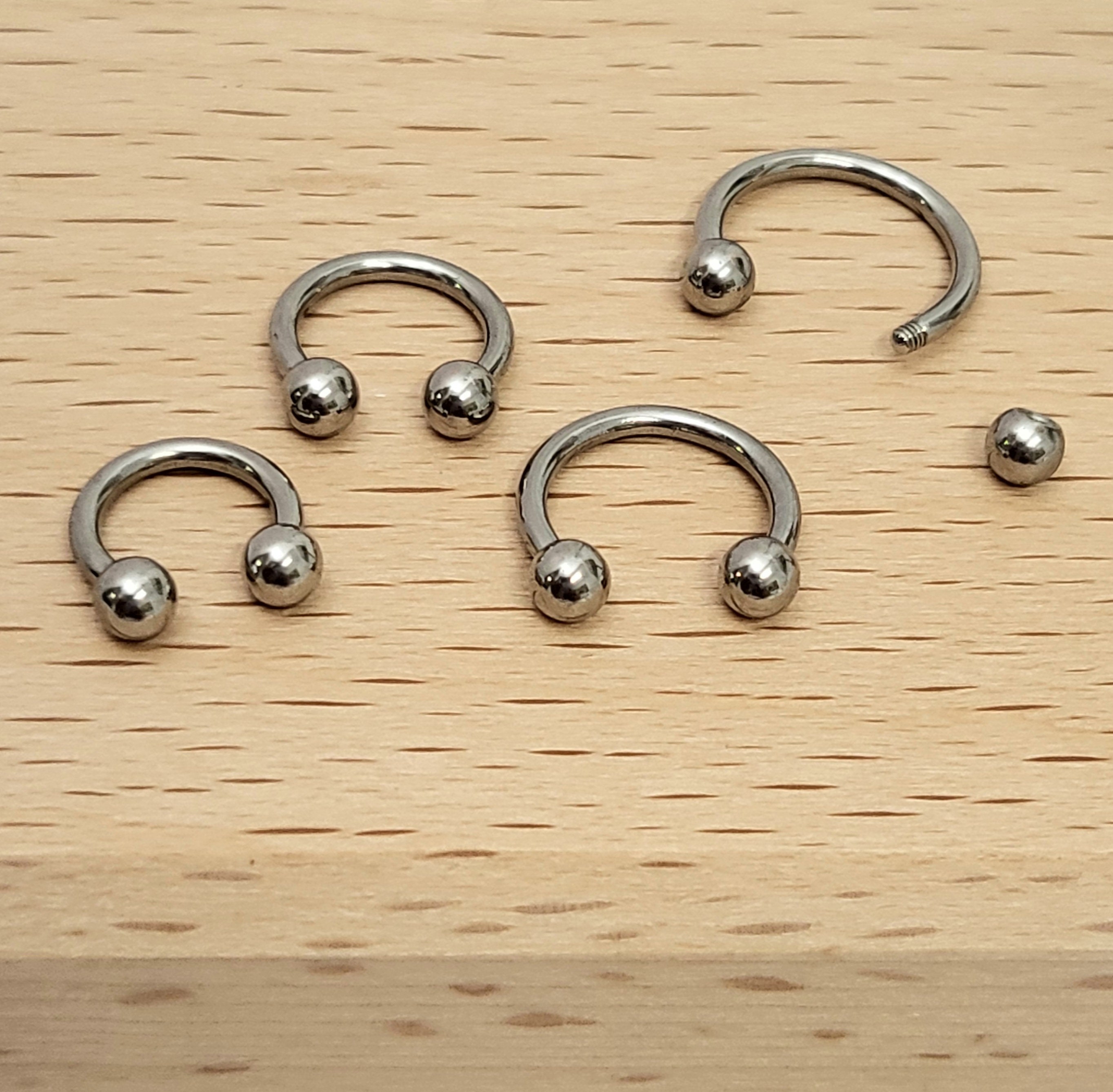 Bio Steel Stainless Steel Crystal Circular Barbells Horseshoe Nose Lip ...