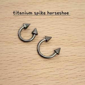 16g Titanium Horseshoe Silver Spike, Ball Barbell Piercing(single ...
