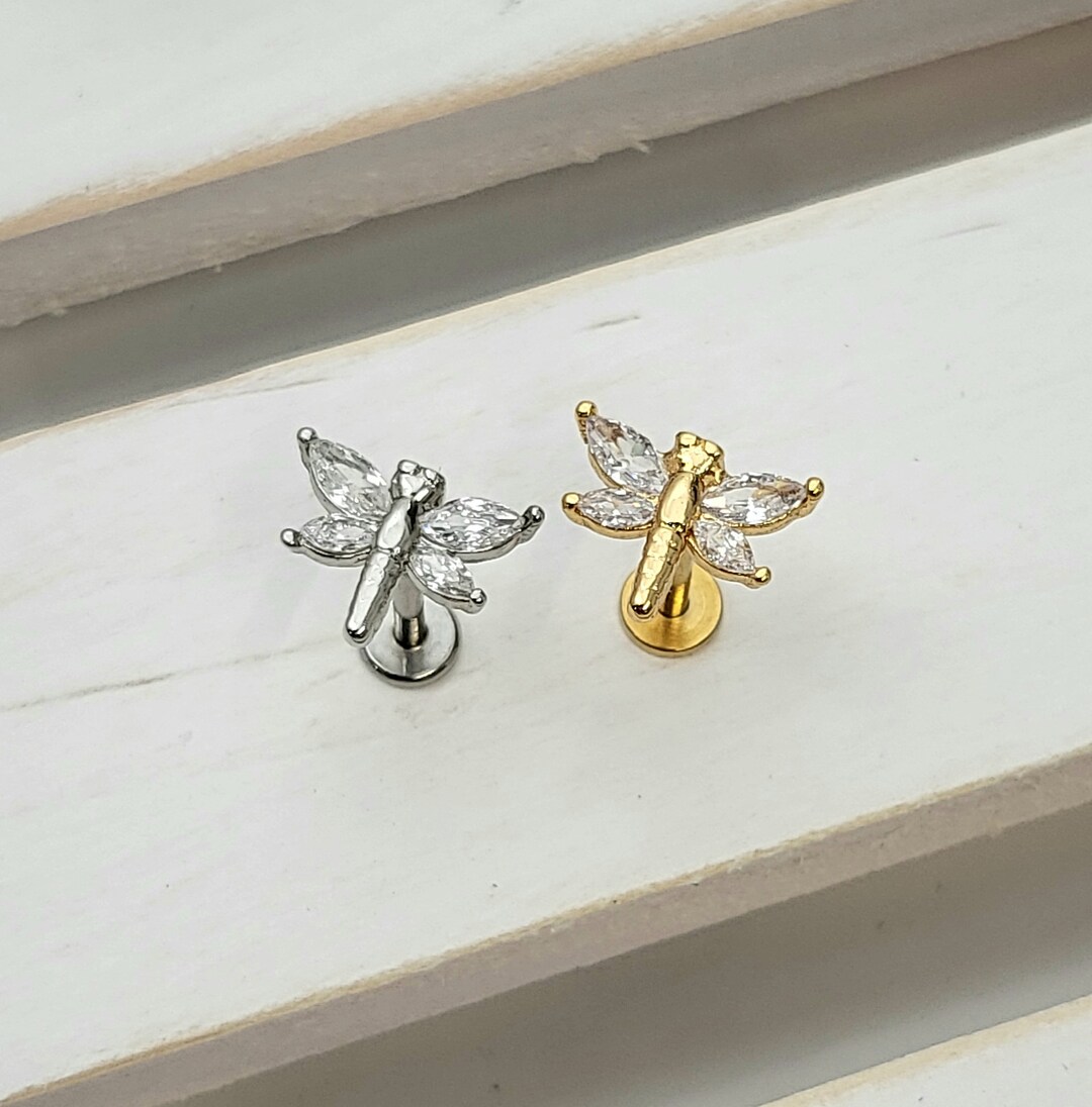 Surgical 16g Dragonfly Stone Internally Labret 4mm,5mm,6mm,7mm,8mm,9mm ...