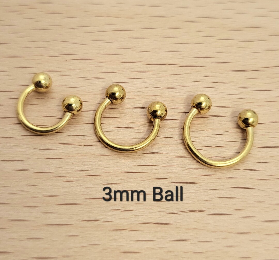 18g Gold Horseshoe Barbell, Surgical Steel Septum Piercing (2mm-3mm ...