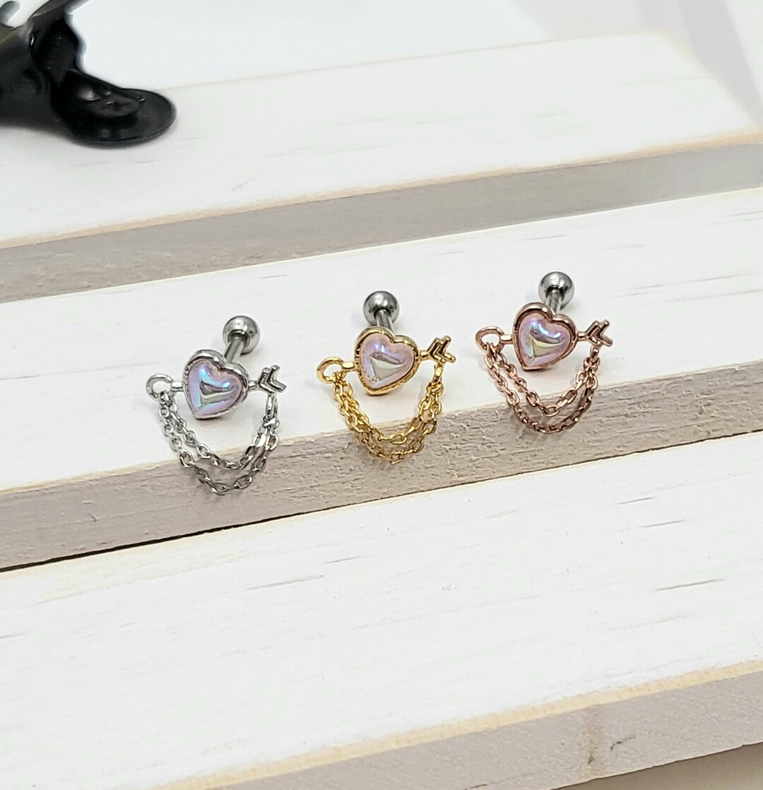 16g AB Cupid Arrow Chain Piercing single, 316L Surgical Steel Bar ...