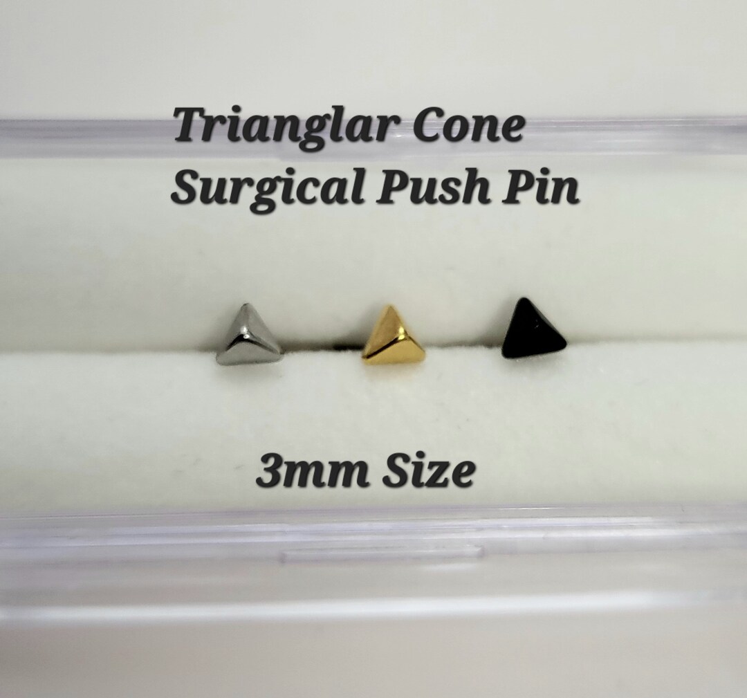 Surgical 3mm Triangular Cone Push in Labret 16g, 18g, 20g Tragus ...