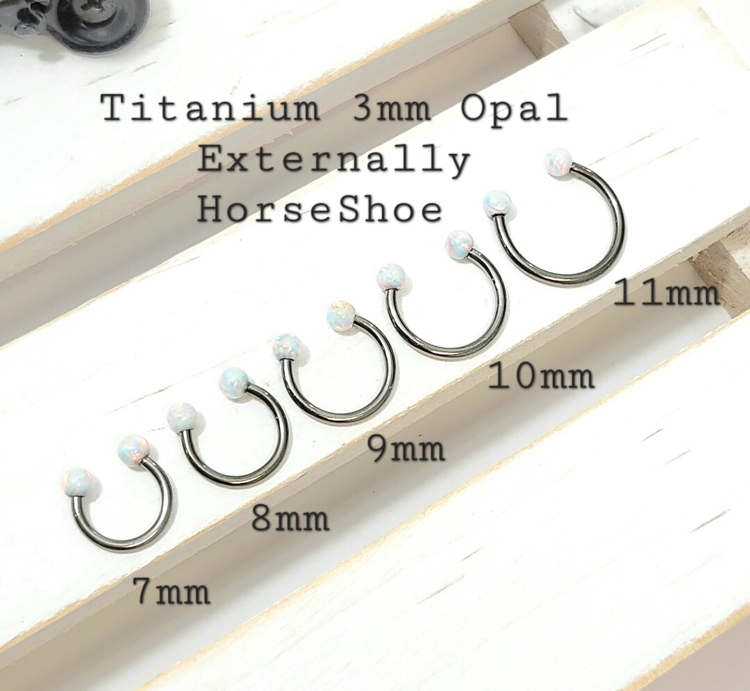 16g Titanium Horseshoe 3mm Opal Ball Barbell Piercing(single), Septum ...