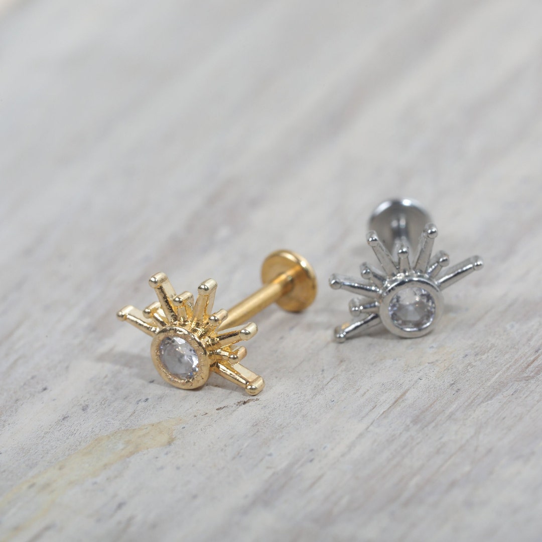 Surgical 16g Aztec Sun Internally Labret 4mm,5mm,6mm,7mm,8mm,9mm,10mm ...