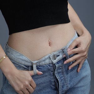 Implant Grade Titanium Hinged Hoop With Pave Square CZ 16g Belly Button ...