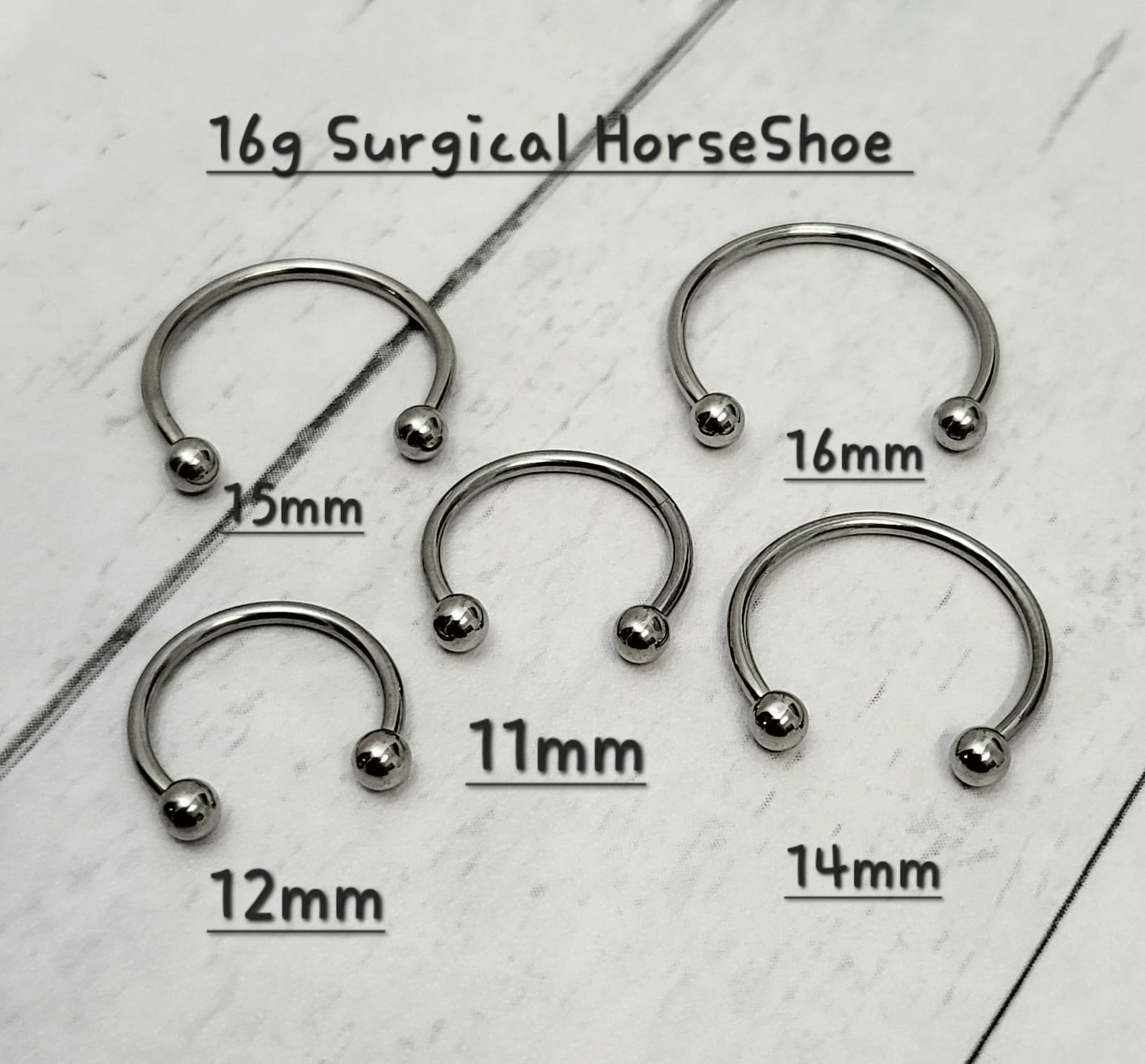 16g 11mm,12mm,14mm,15mm,16mm Horseshoe Silver Barbell Piercing(single ...