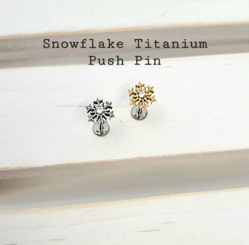 Titanium Snow Flake Pave Cz Push in Labret 16g, 18g, 20g Tragus ...