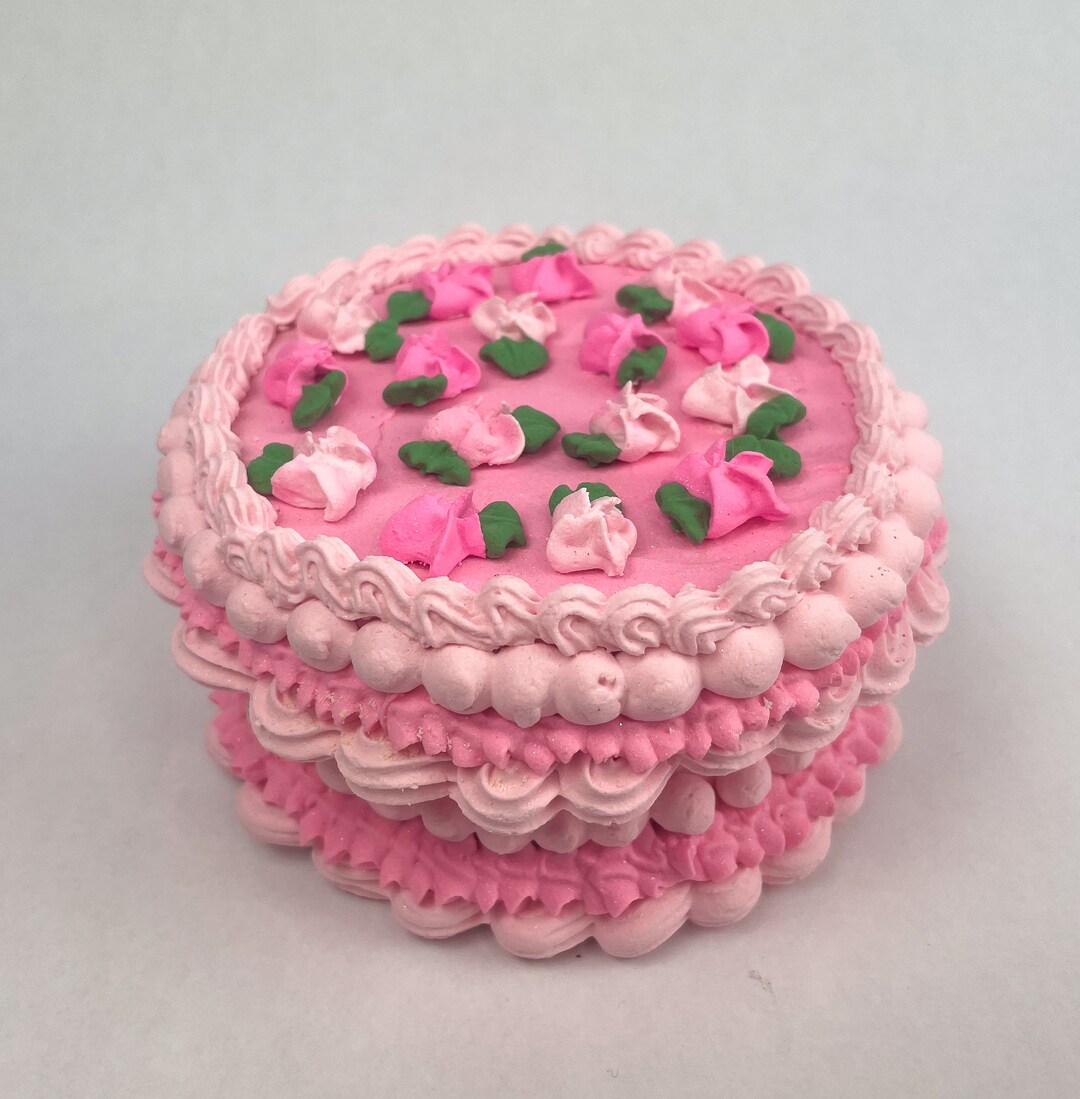 Small Realistic Cake Box- Pink Roses and Limited Series, One of a Kind ...