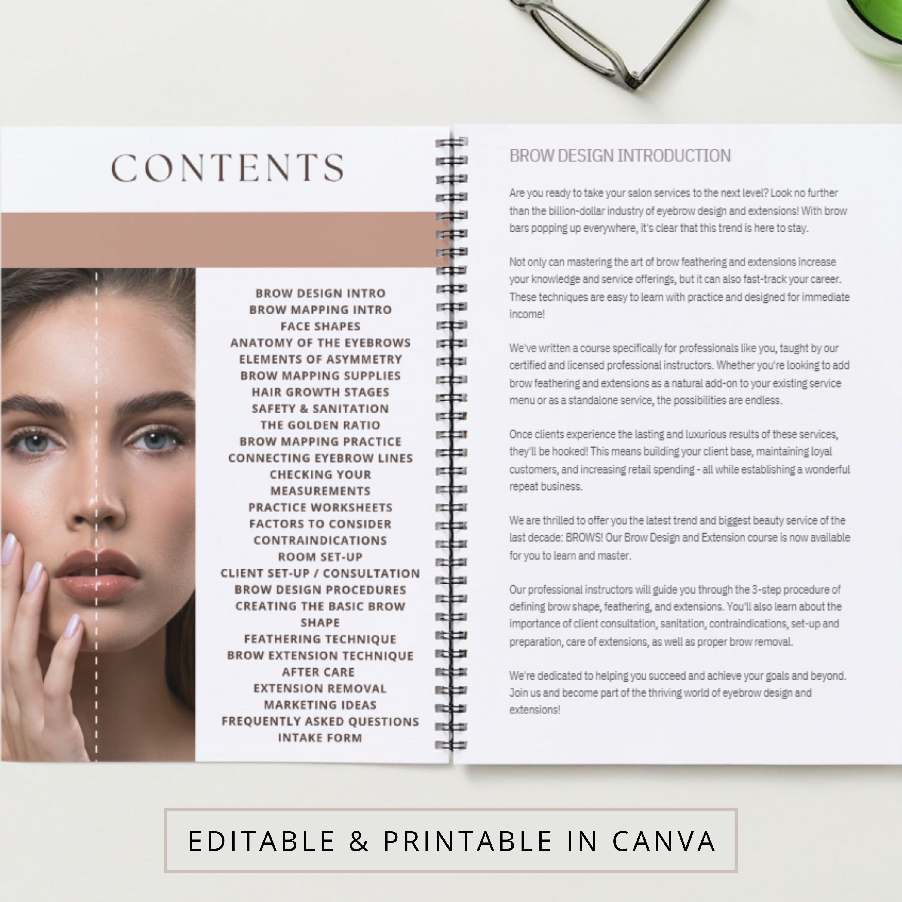 Brow Design & Extensions Printable Manual Template Training Canva ...