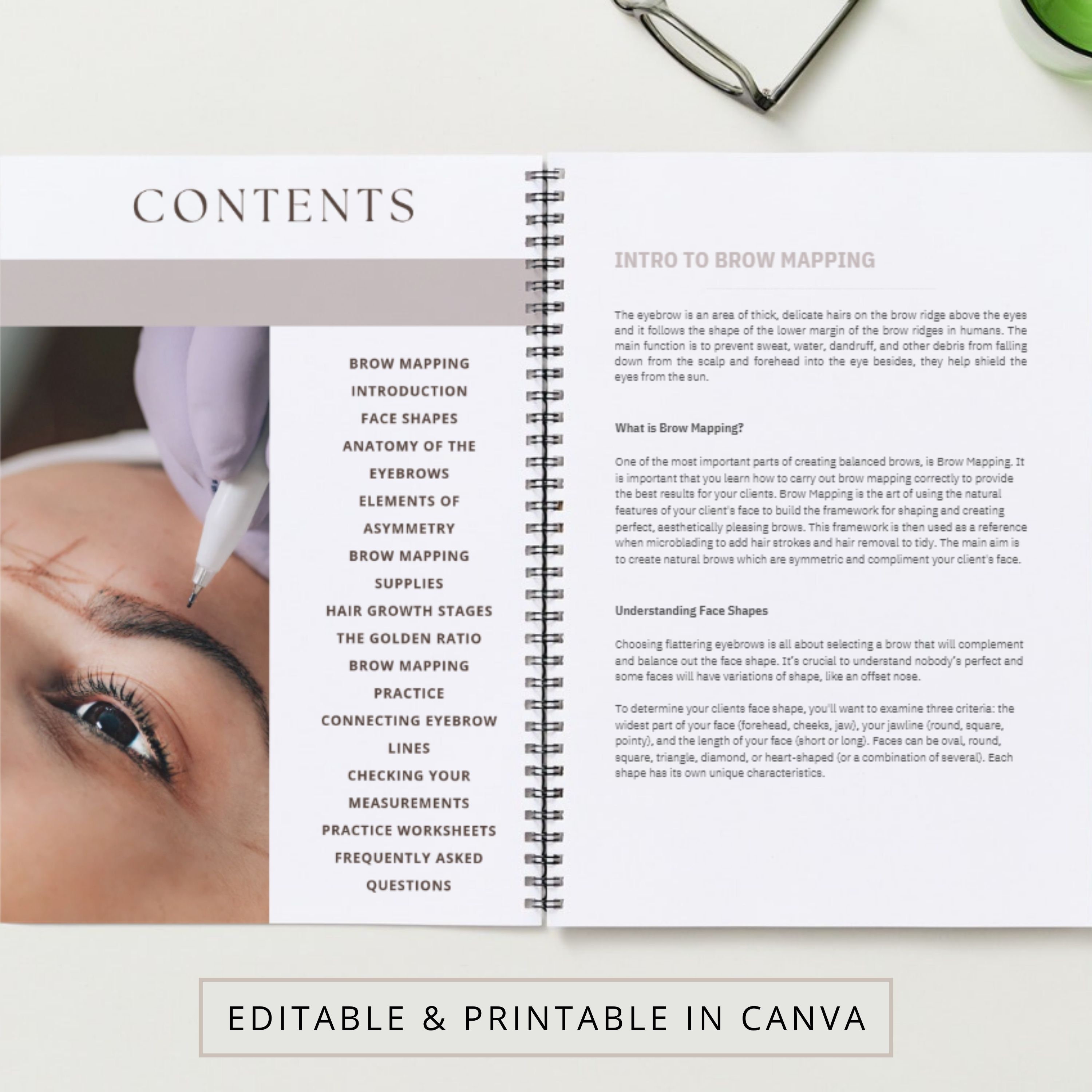 Brow Mapping Printable Manual Template Training Eyebrow Design Canva ...
