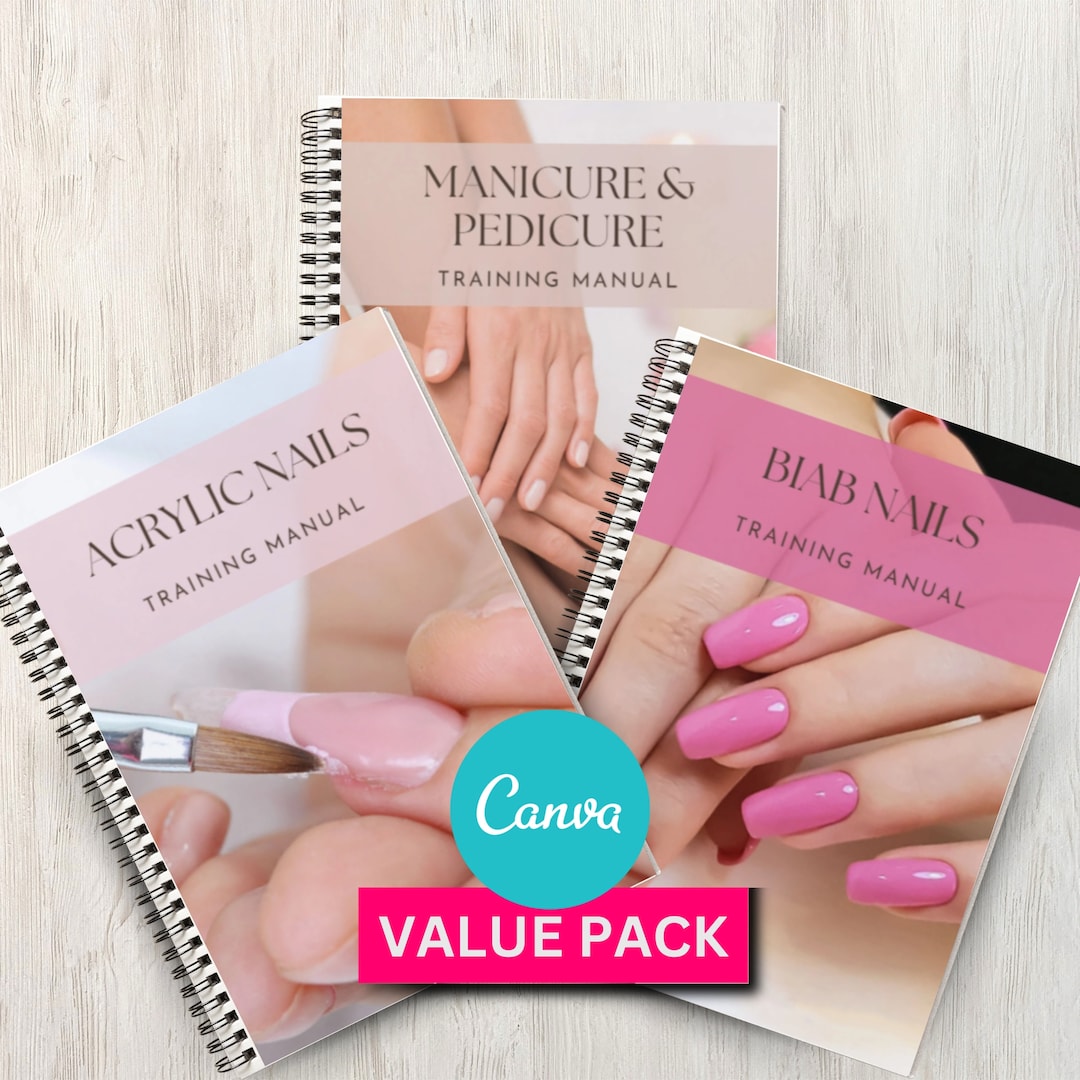BIAB Nails, Acrylic Nails, Manicure & Pedicure Training Manual Canva Editable Ebook Nail ...