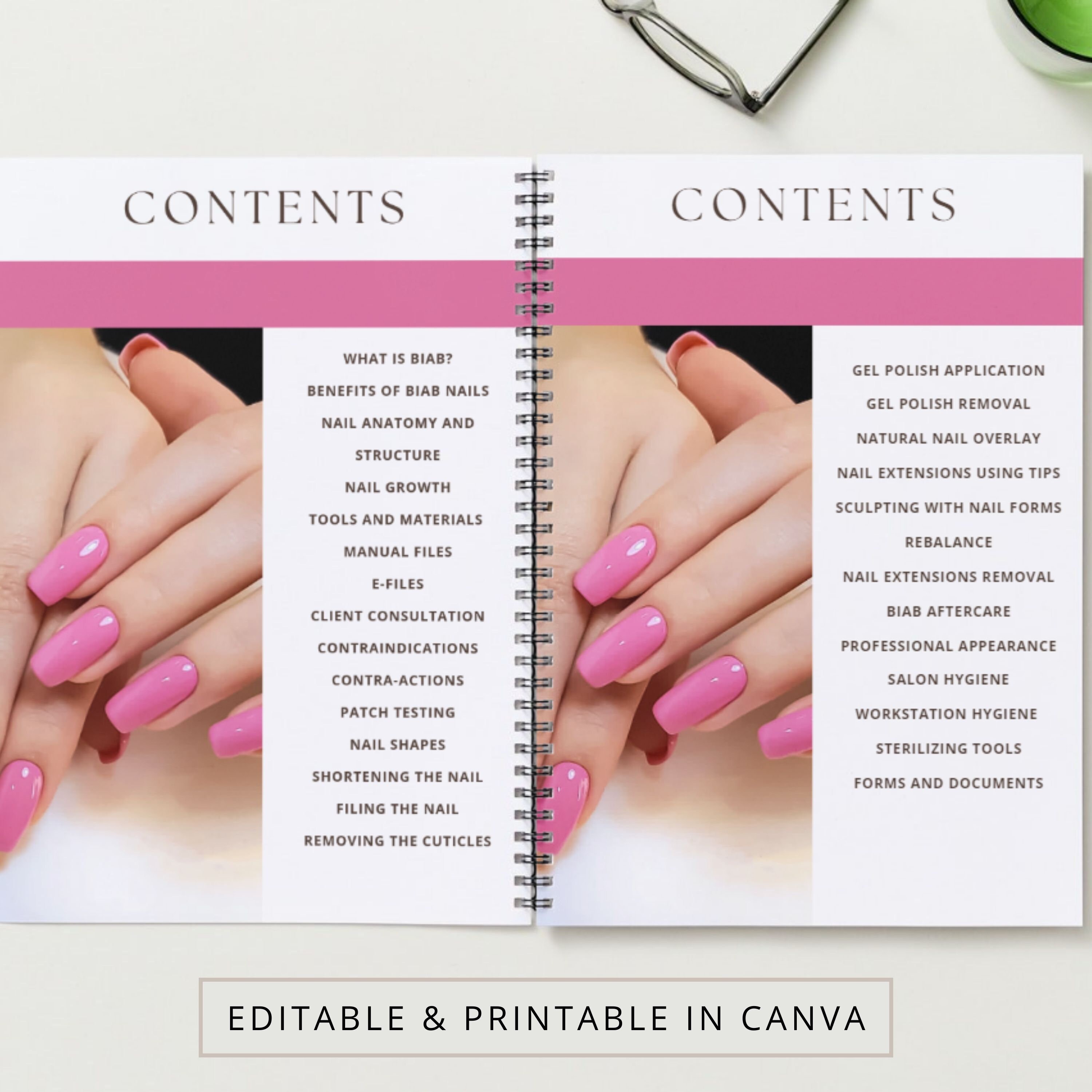 BIAB Nails Training Manual Canva Editable Template Course Ebook Tutorial Step by Step Lesson ...