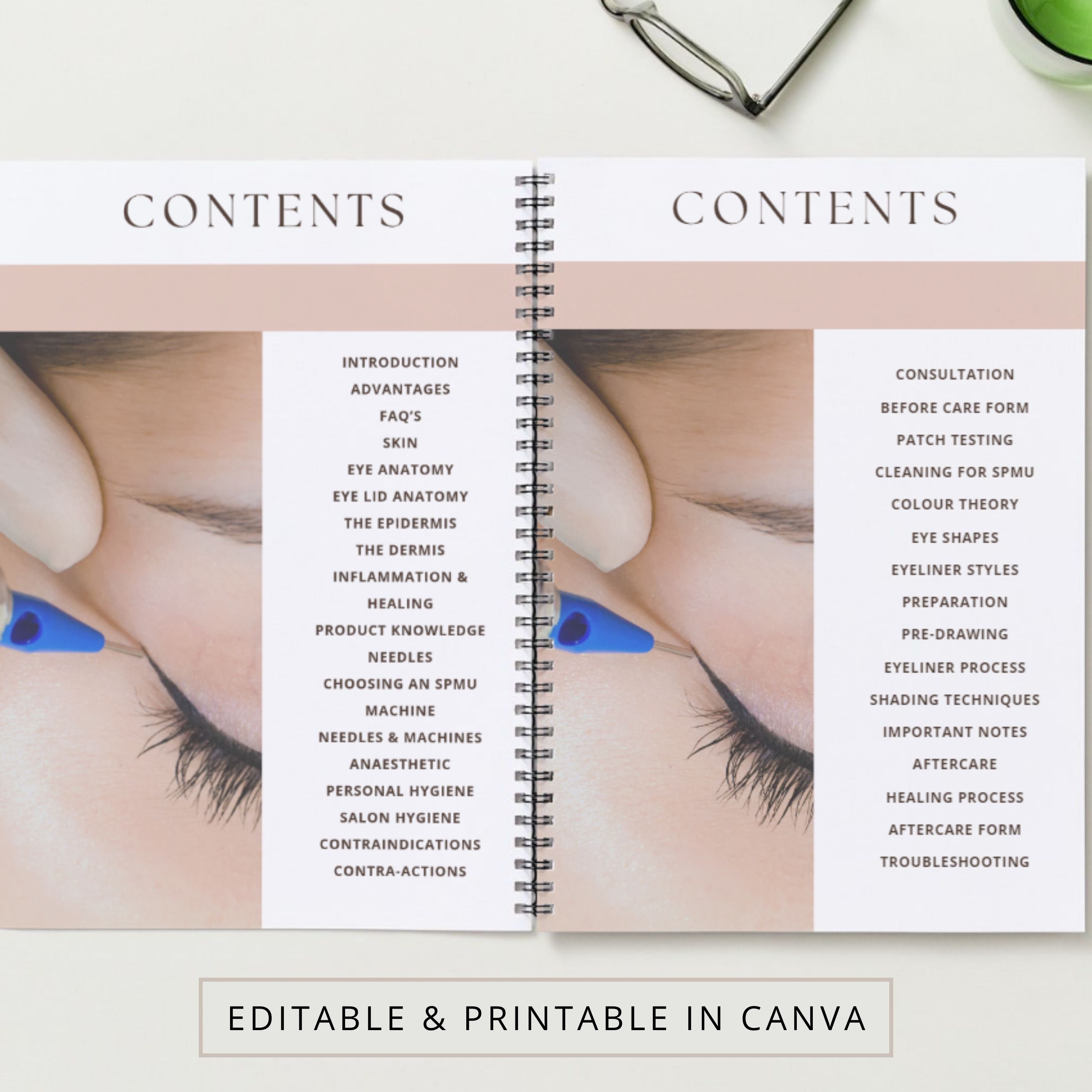PMU Eyeliner Template Training Manual Canva Editable Semi Permanent Makeup Ebook Tutorial Lesson ...