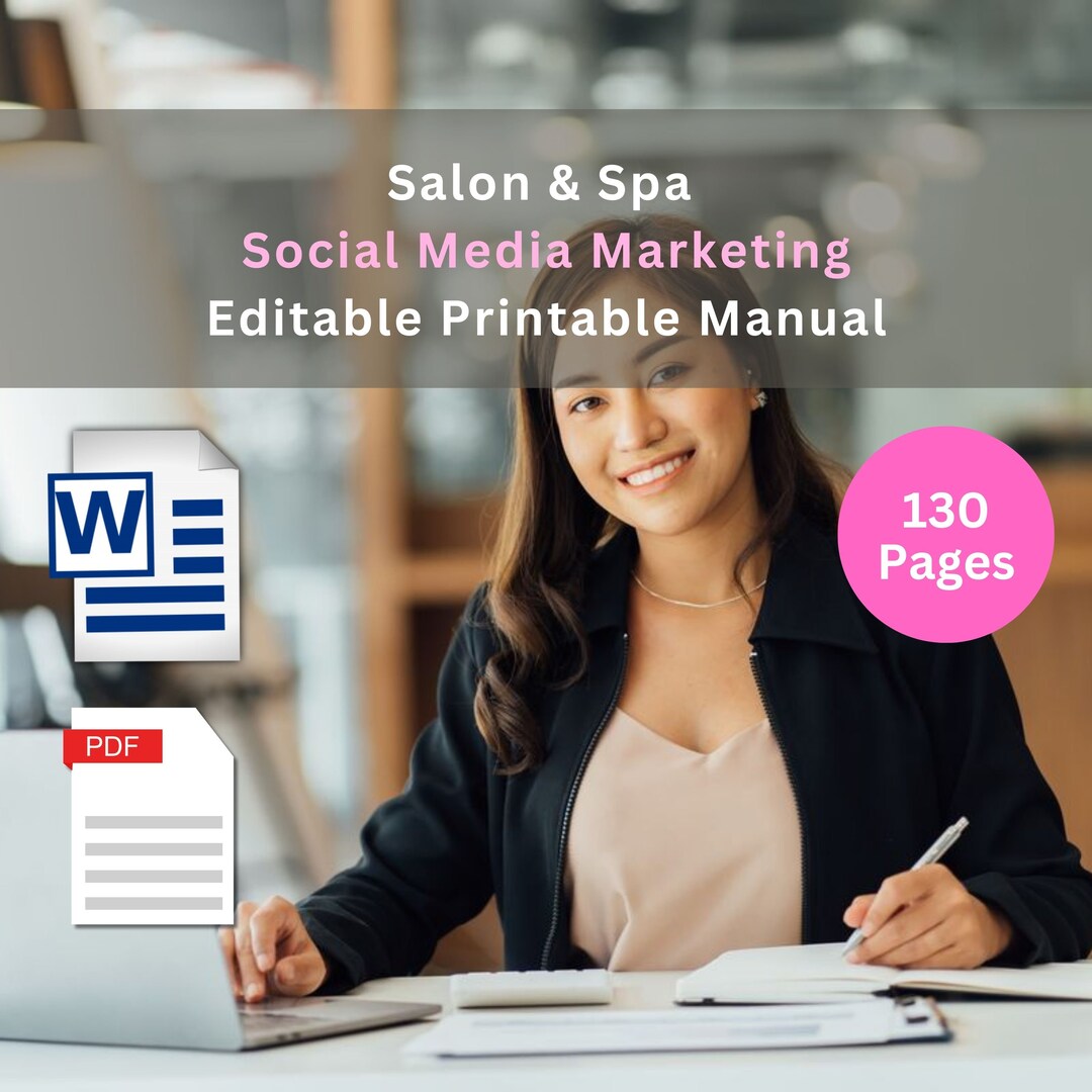 Salon/spa Social Media Marketing Template Manual MS Word & PDF Editable ...