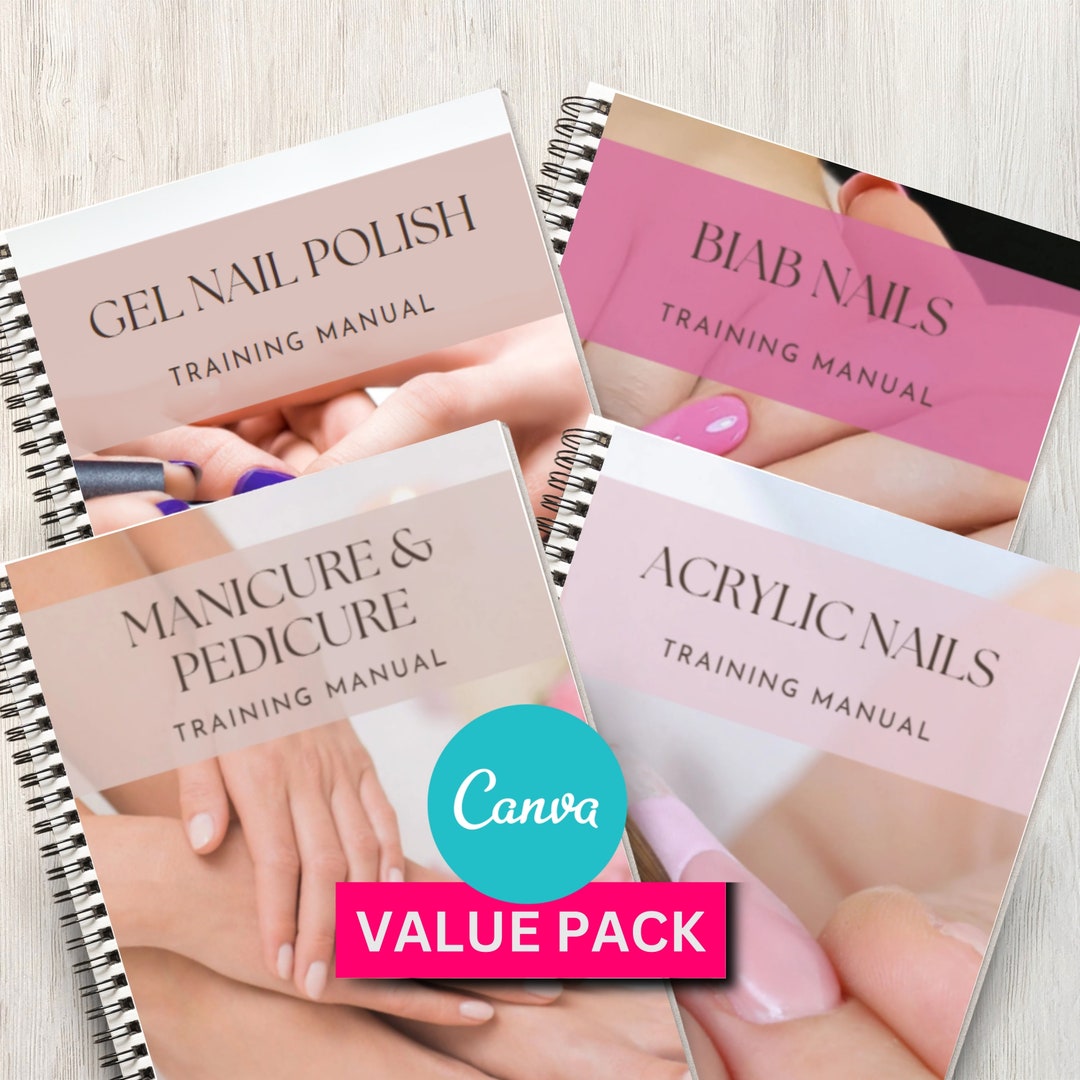 Gel Polish, BIAB Nails, Acrylic Nails, Manicure & Pedicure Training Manual Canva Editable Ebook ...