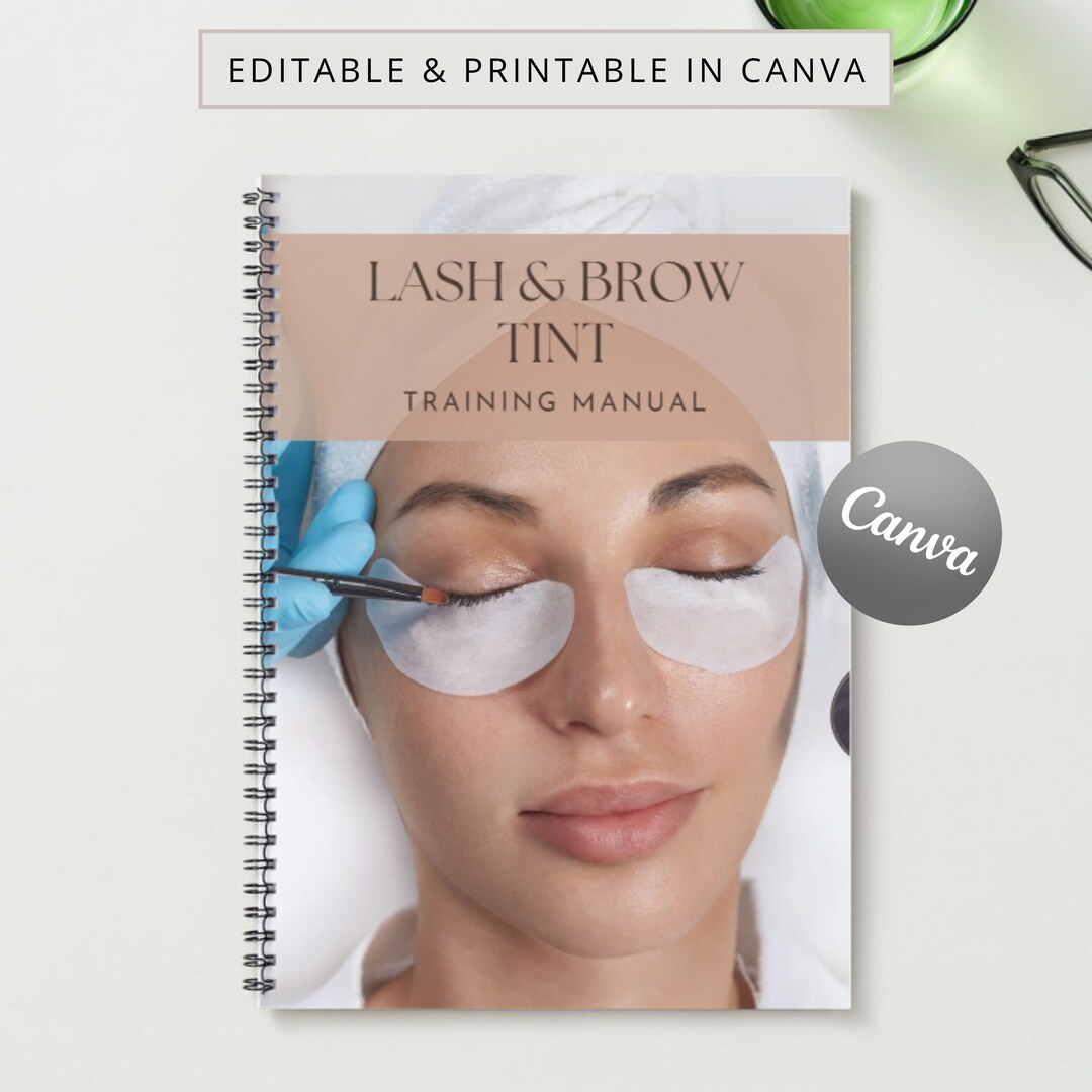 Lash and Brow Tint Printable Manual Template Training Manual Canva Editable Course Ebook ...