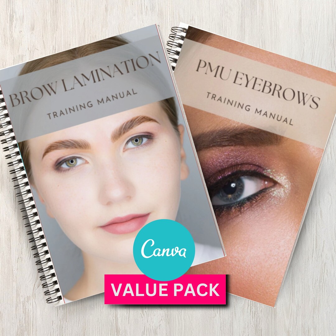 Brow Lamination & PMU Eyebrows Canva Manual Eyebrow Design Editable Training Course Ebook Brow ...