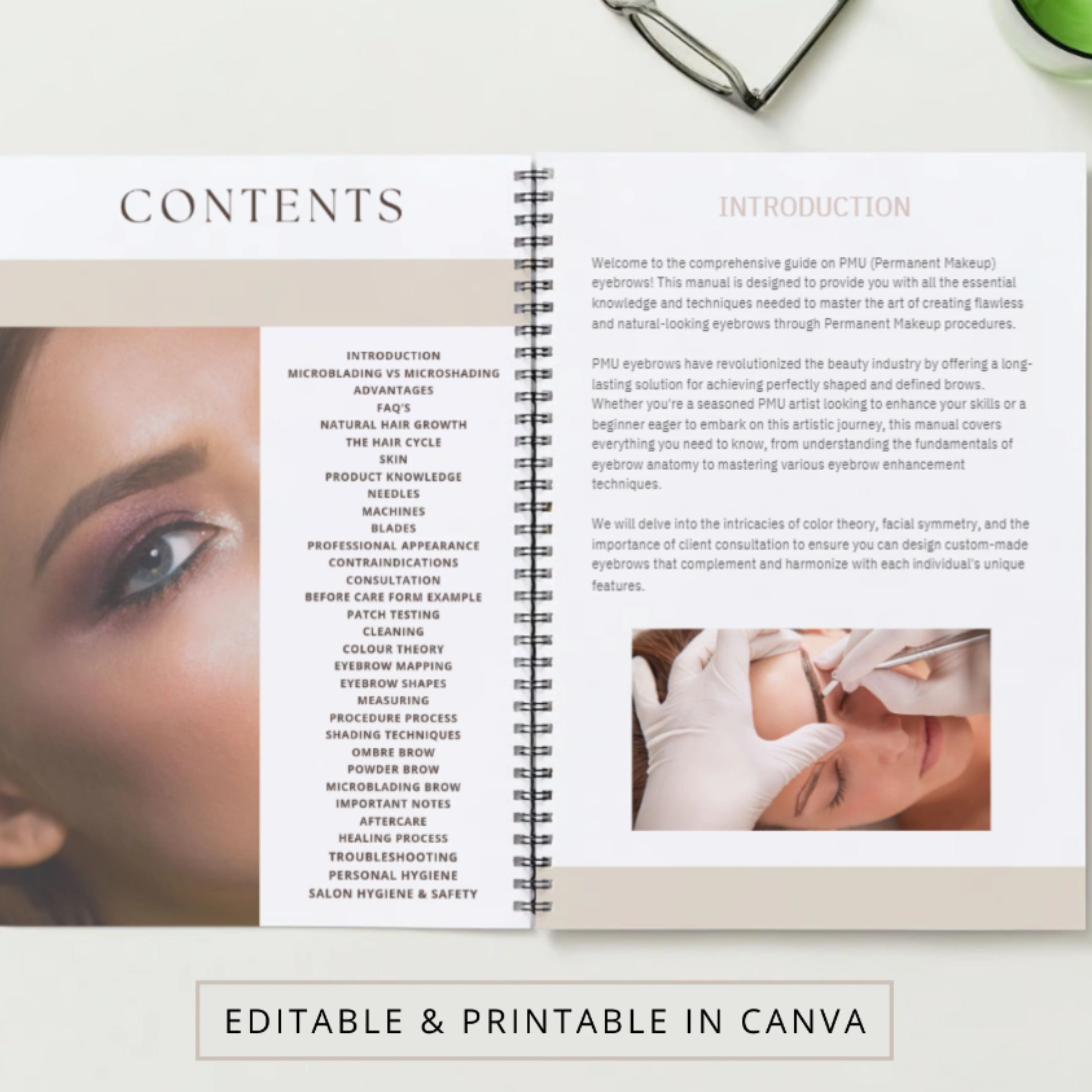 Brow Mapping, PMU & Lamination Canva Manual Eyebrow Design Editable ...