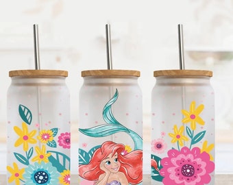 Ariel Frosted Glass Can Princess Ariel Glass Can Little - Etsy