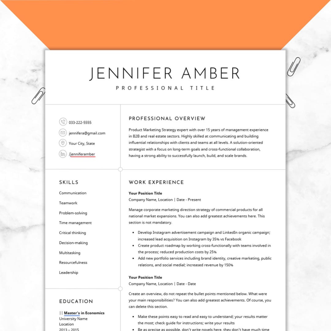 Student Resume Template Professional Resume Word Simple CV High School ...