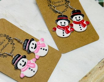 Snowman Earrings, Snowman Jewelry, Snowmen, Snowman, Winter Earrings ...