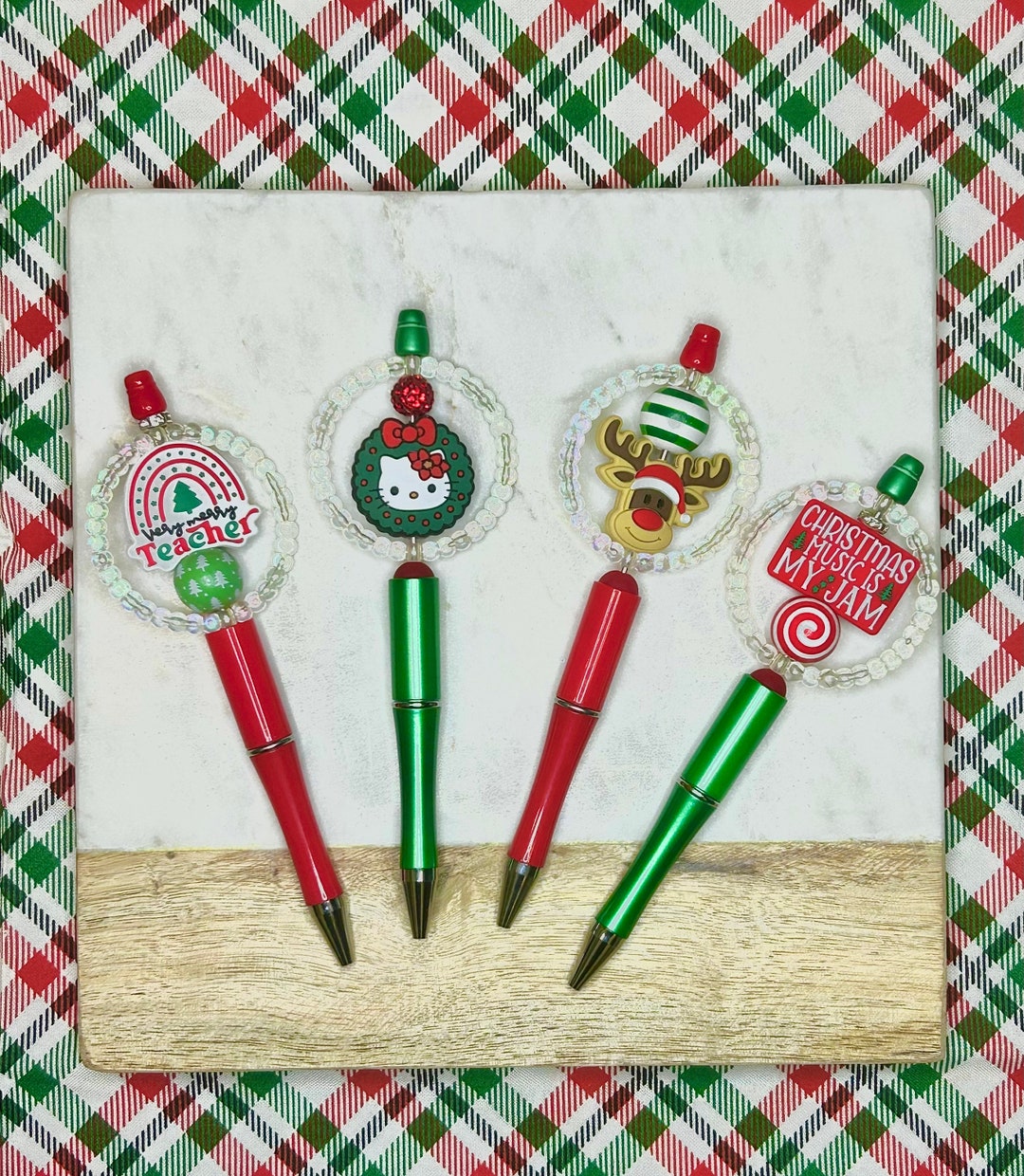 Cute Christmas Beaded Pens - Etsy