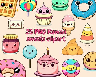 Watercolor Kawaii Sweets Clipart Bundle, Soft Colors Macarons Cupcakes ...