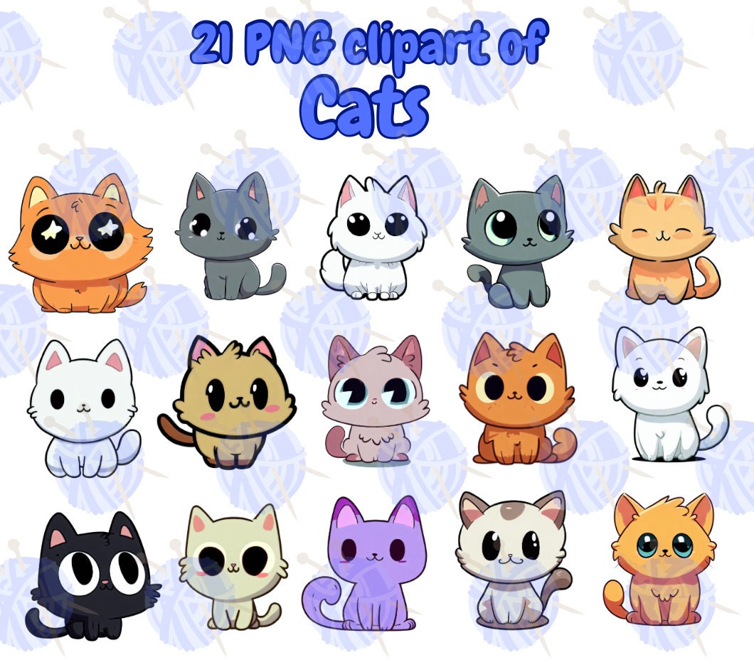 Kawaii Cat Cliparst - 21 Images - Cute Cat Cartoon Kawaii Style Clip ...