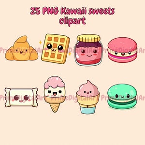 Kawaii Sweets Clipart - 25 Images - Cake - Candy - Cupcake - Chocolate ...