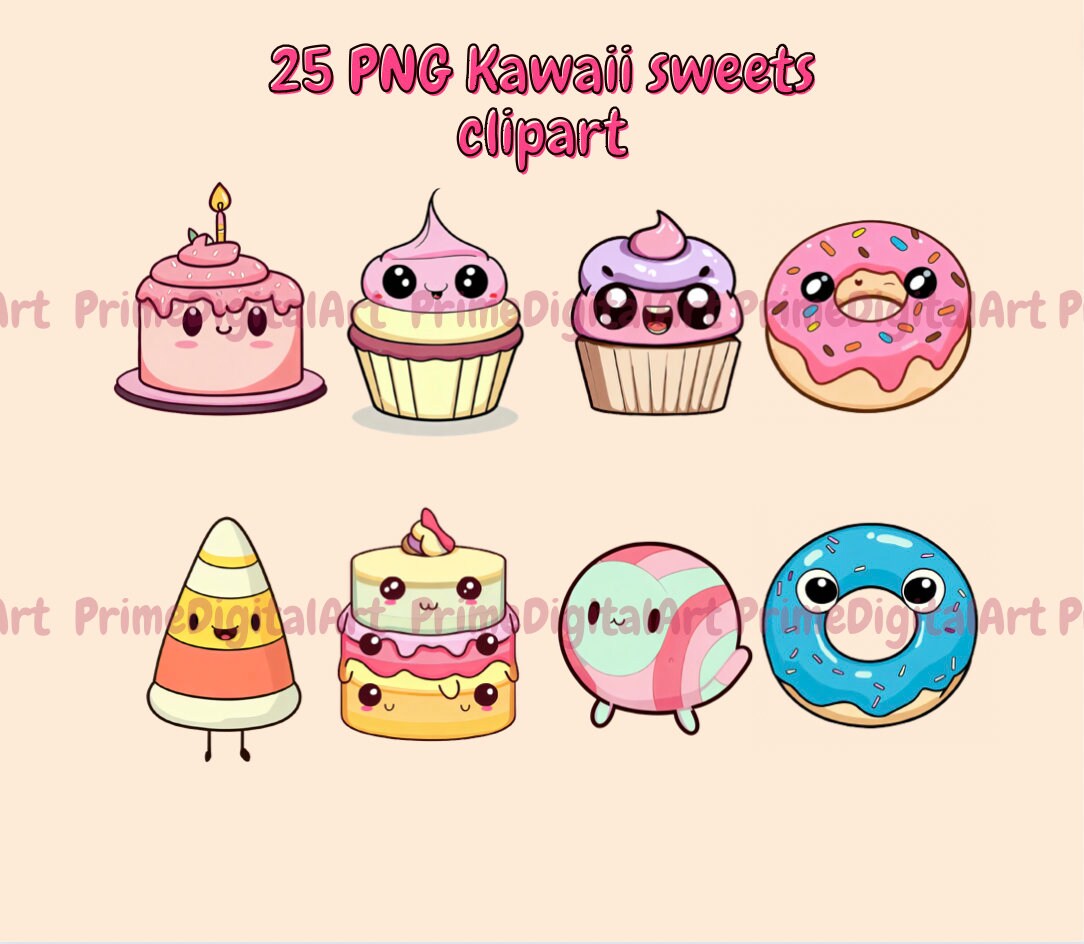 Kawaii Sweets Clipart 25 Images Cake Candy Cupcake Chocolate Macaron ...
